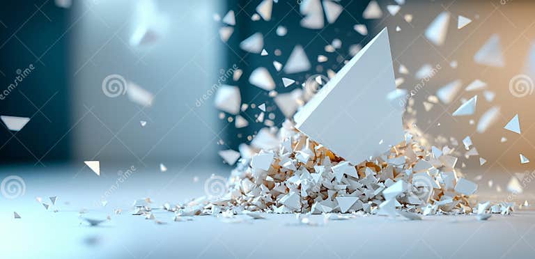 On a White Background, Geometric Polygon Explosions Explode. Stock ...