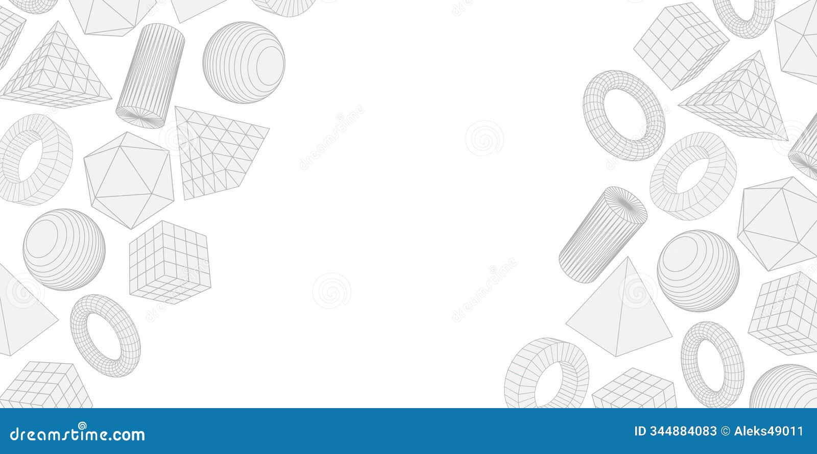 White Background of Geometric Shapes. Square, Triangle, Circle .Linear ...