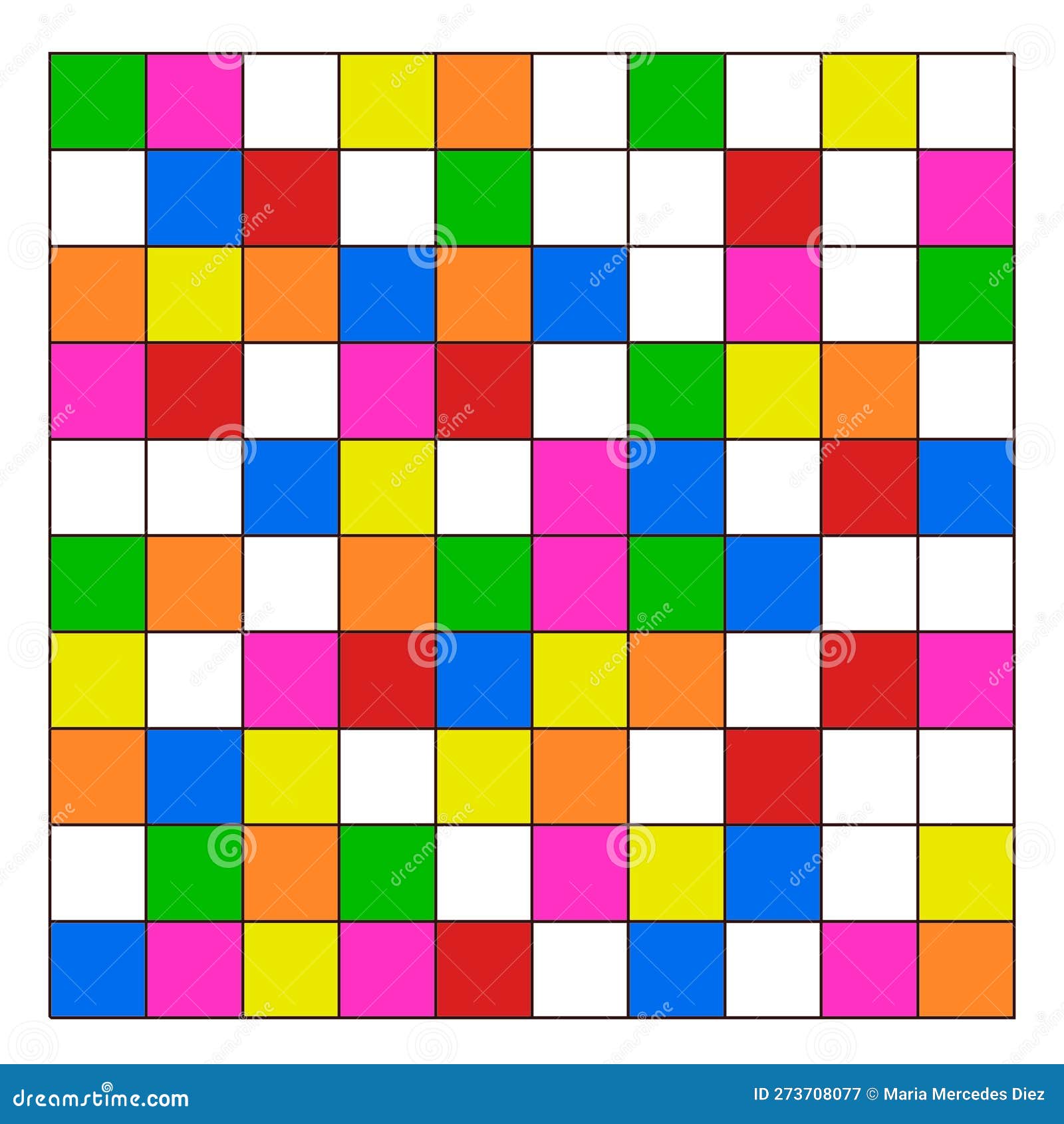 White Background with a Grid and Colored Squares Stock Illustration ...