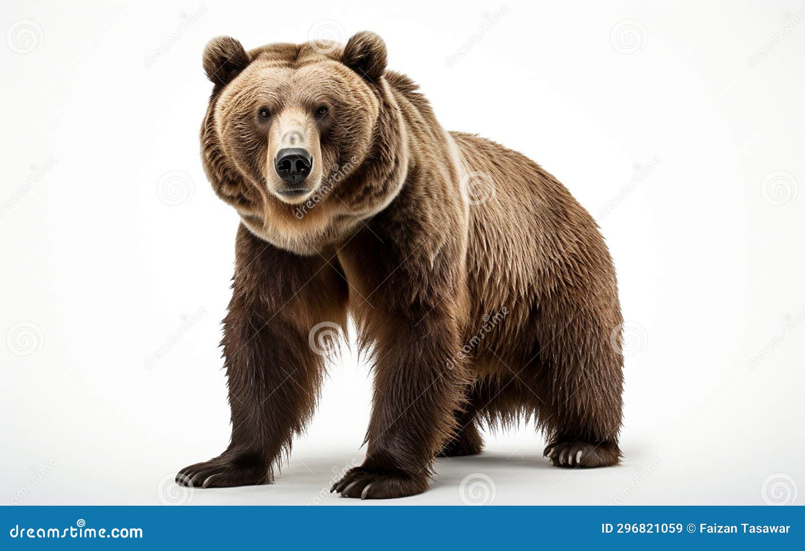 White Background and a Grizzly Bear -Generative Ai Stock Illustration ...