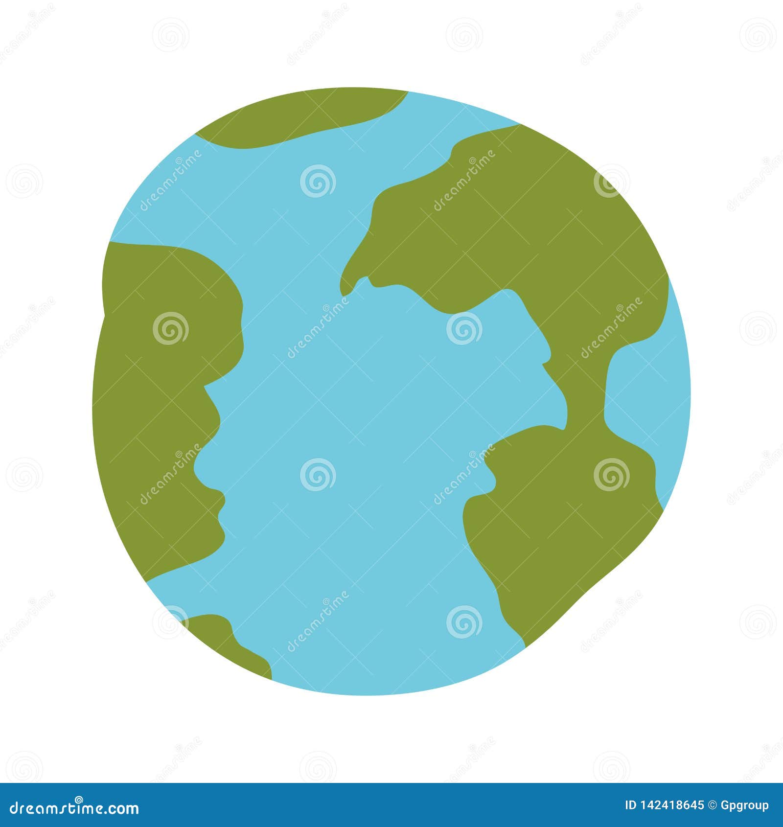 White Background with Hand Drawn Color Silhouette of World Sphere Stock ...