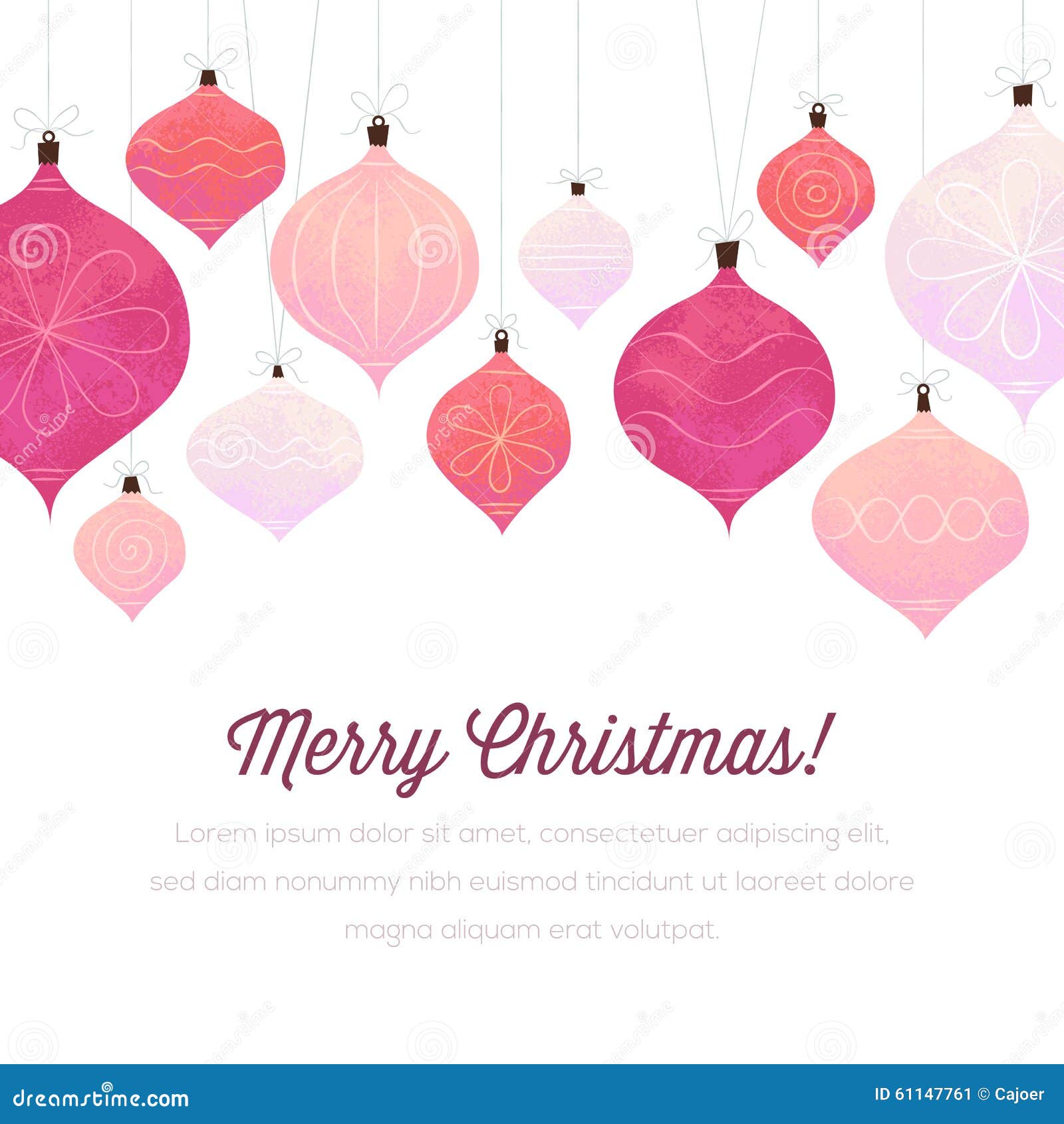 White Background with Hand Drawn Textured Christmas Ornaments Stock ...