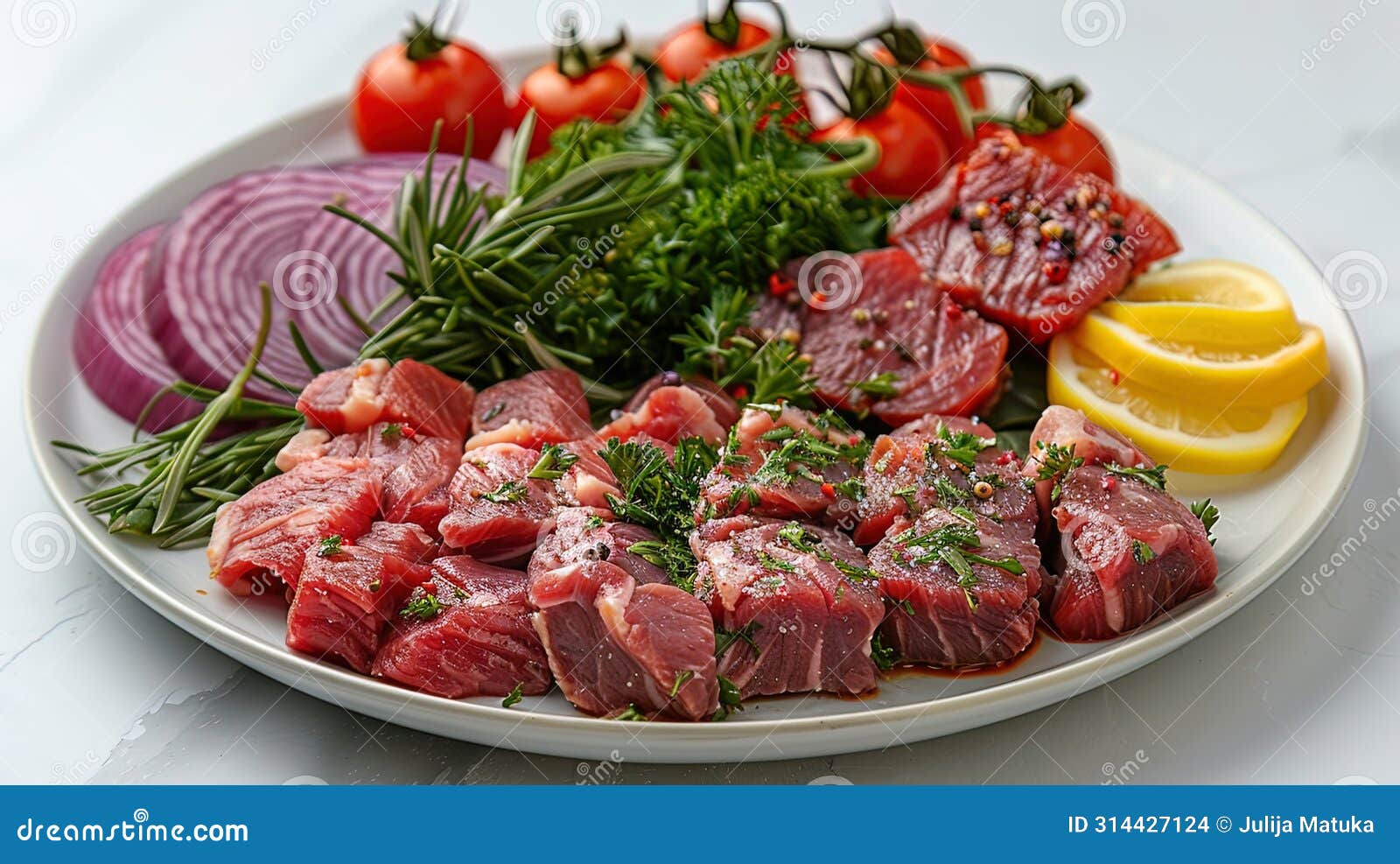 On the White Background are the Ingredients for the Meat Sal Stock ...