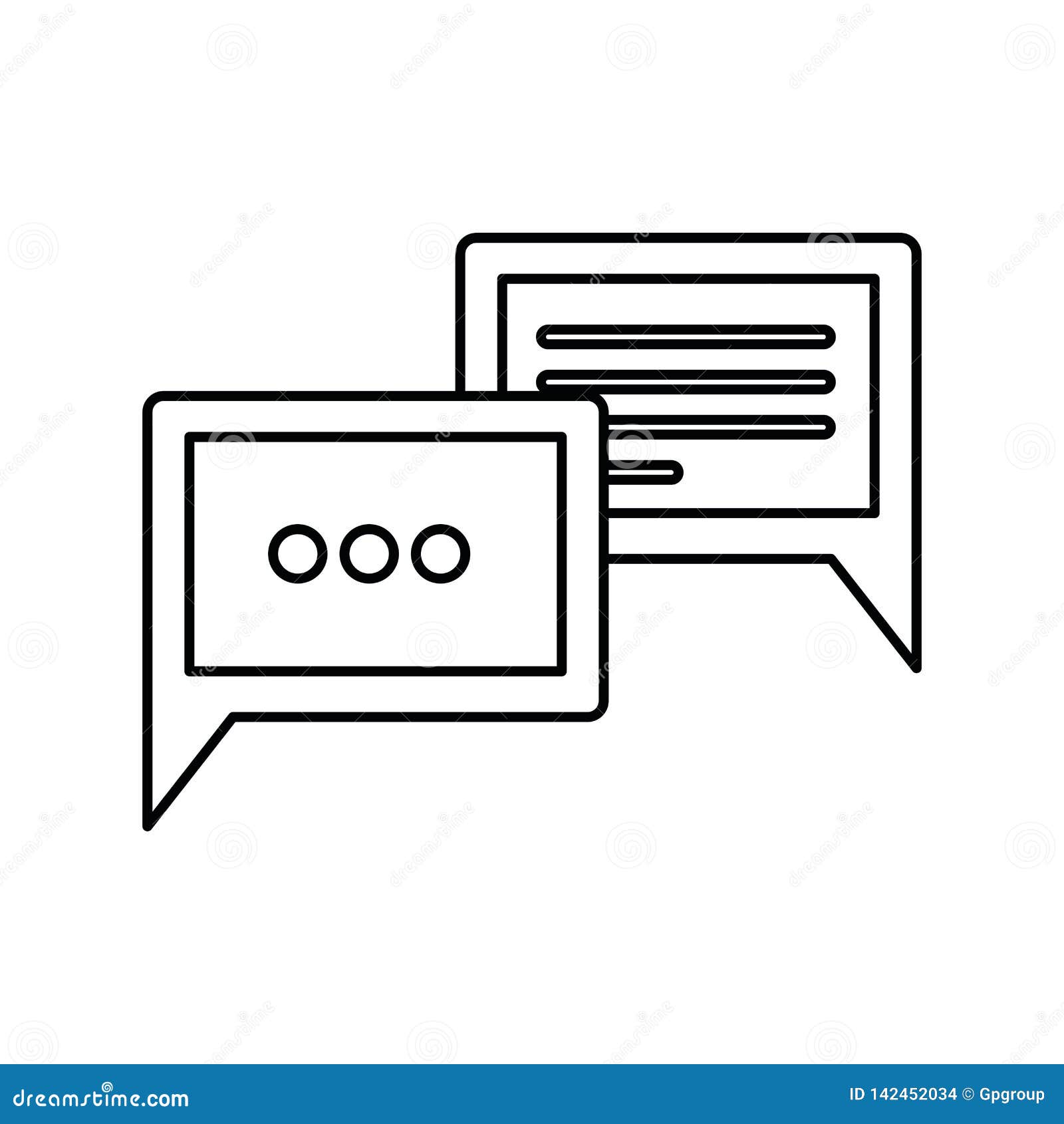 White Background with Monochrome Silhouette of Speech Dialogues Stock ...