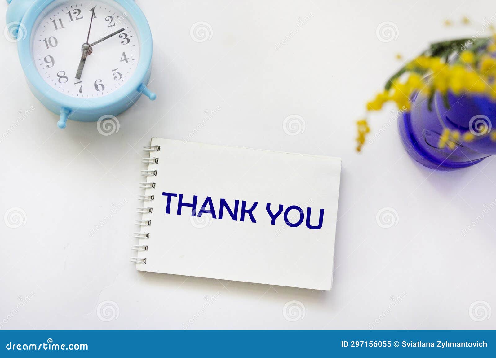 On a White Background, a Notepad with the Word THANK YOU. Retro Style ...