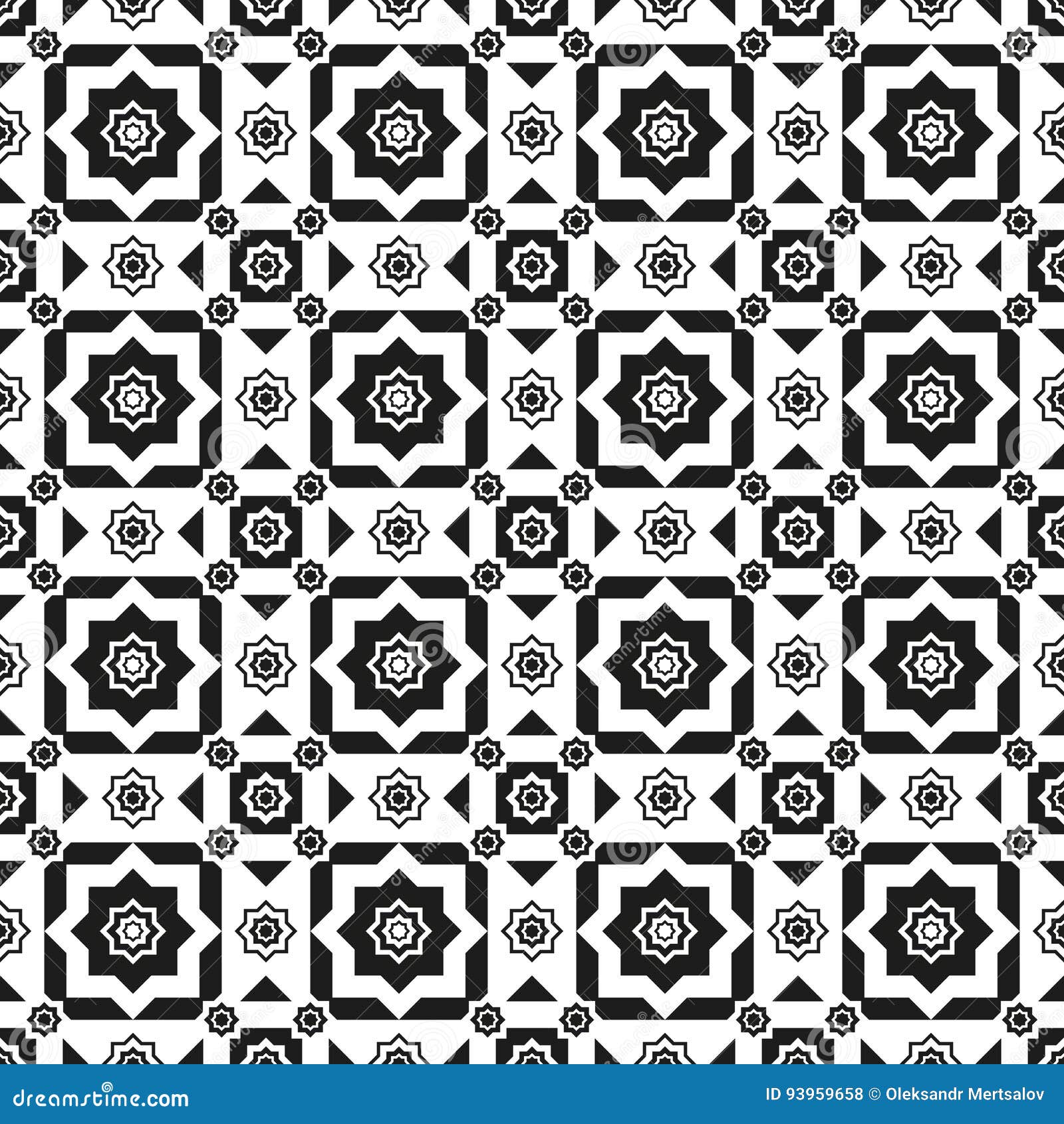 On White Background of an Octagon Seamless Pattern Black and White ...