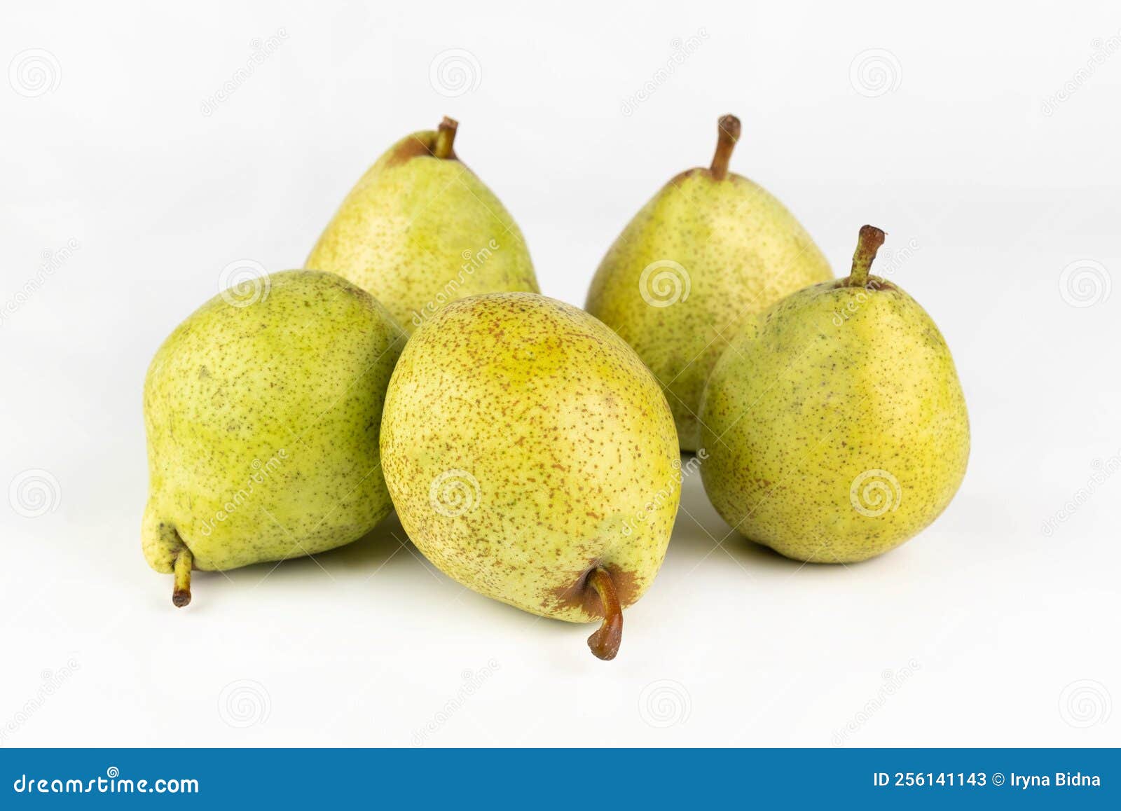 On a White Background 5 Pears. Fruit Background Stock Image - Image of ...