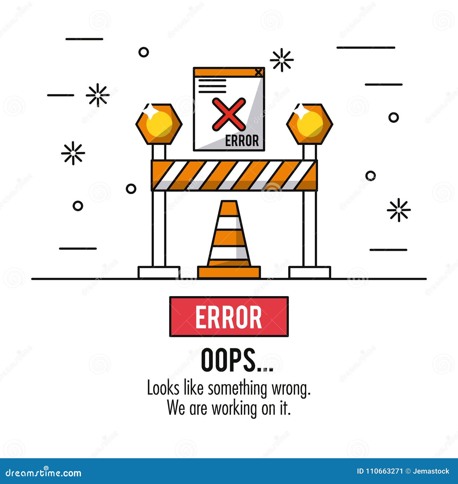 White Background Poster Error Oops with Orange Traffic Triangle Road ...