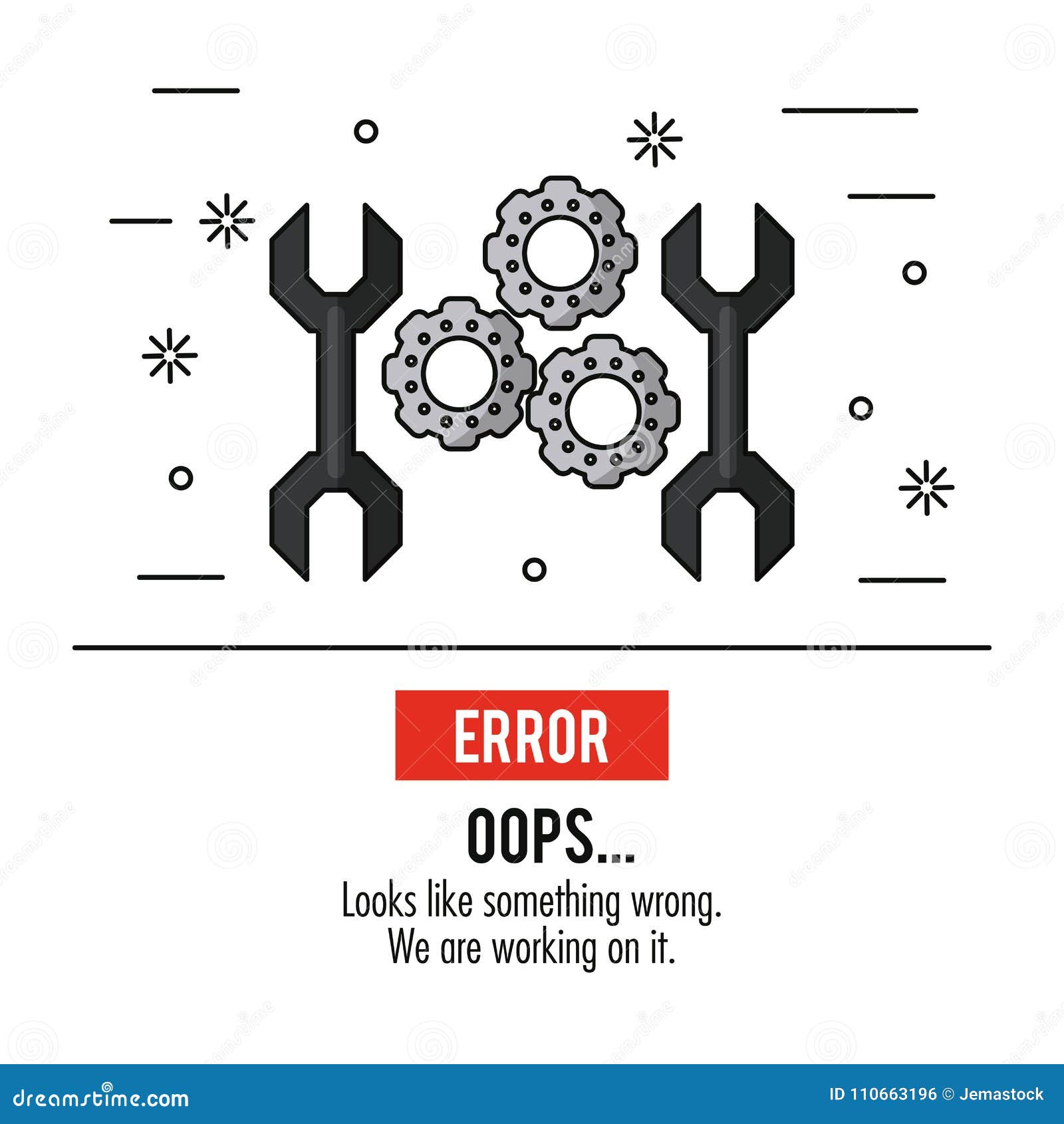 White Background Poster with Pinions and Wrench Tools Error Oops Stock ...