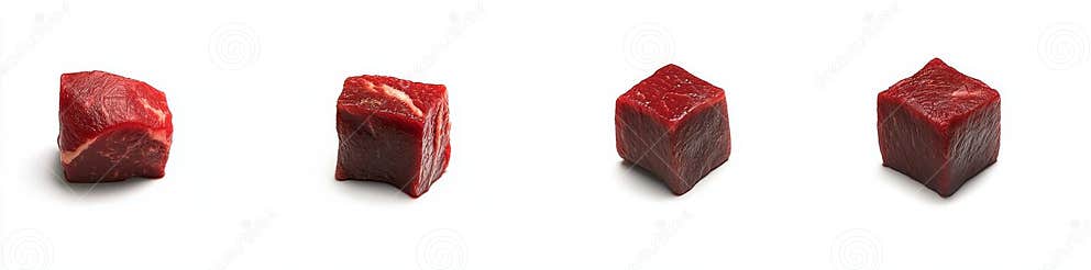 On a White Background are Raw Cubes of Beef Meat. Stock Illustration ...