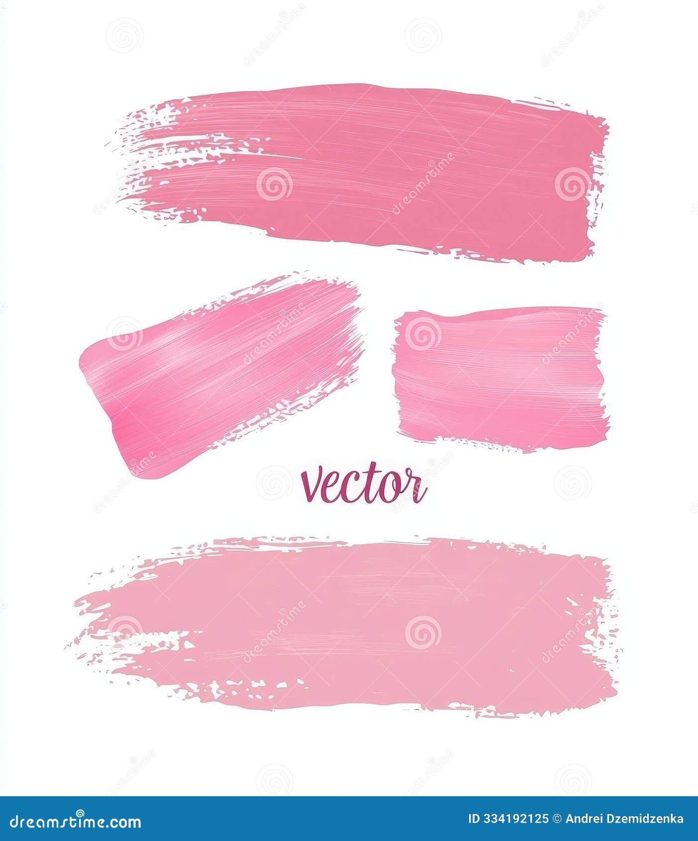 On a White Background, Realistic Pink Paint Brush Strokes are Shown ...