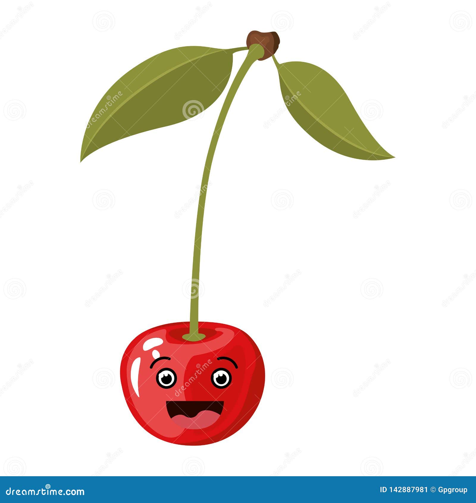 White Background with Realistic Silhouette of Smiling Cartoon Cherry ...