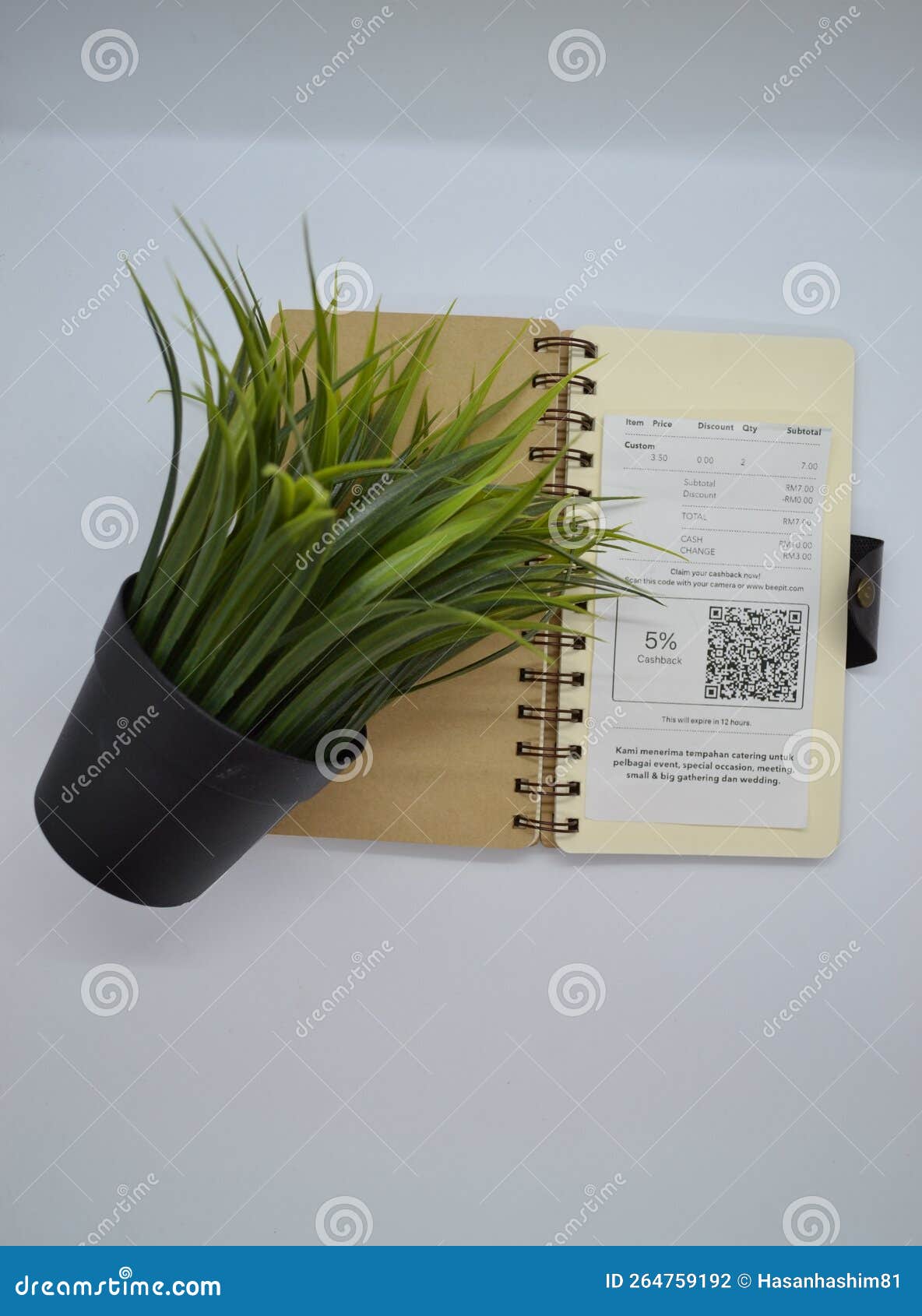 On a White Background, Recycled Paper Books with Receipts and ...