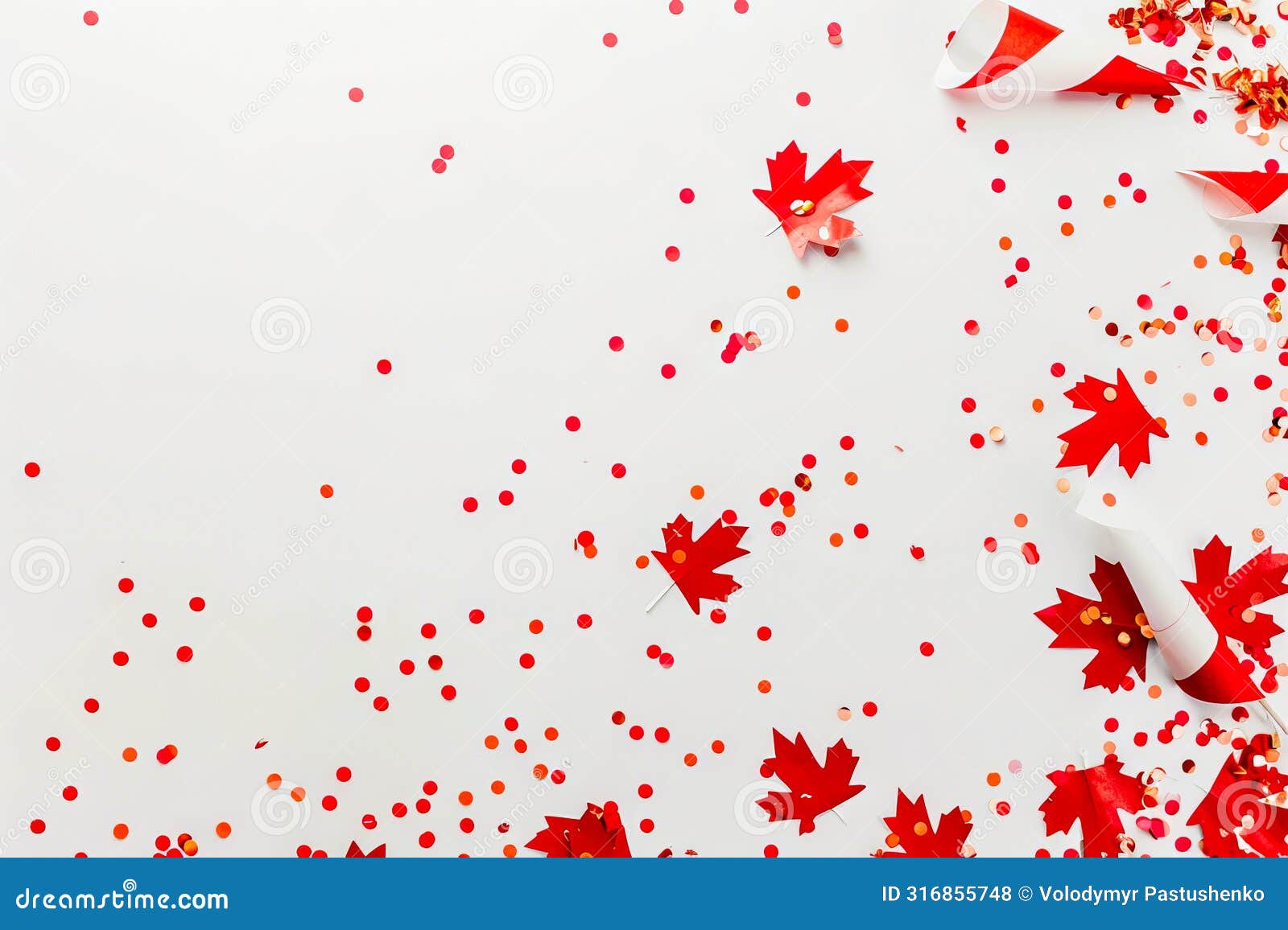 A White Background with Red and White Maple Leaves Stock Photo - Image ...