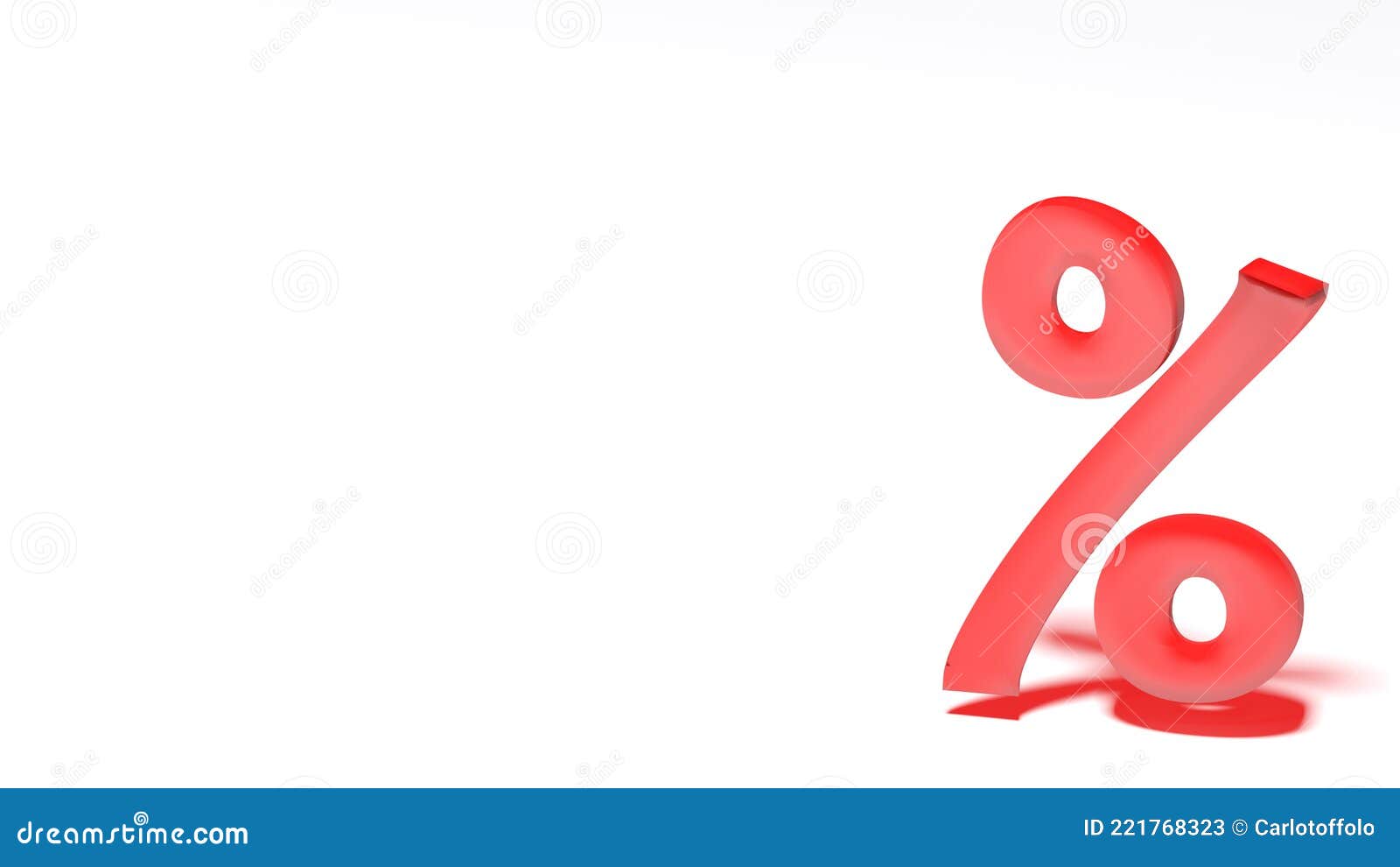 White Background with Red Percentage Sign - 3D Rendering Illustration ...