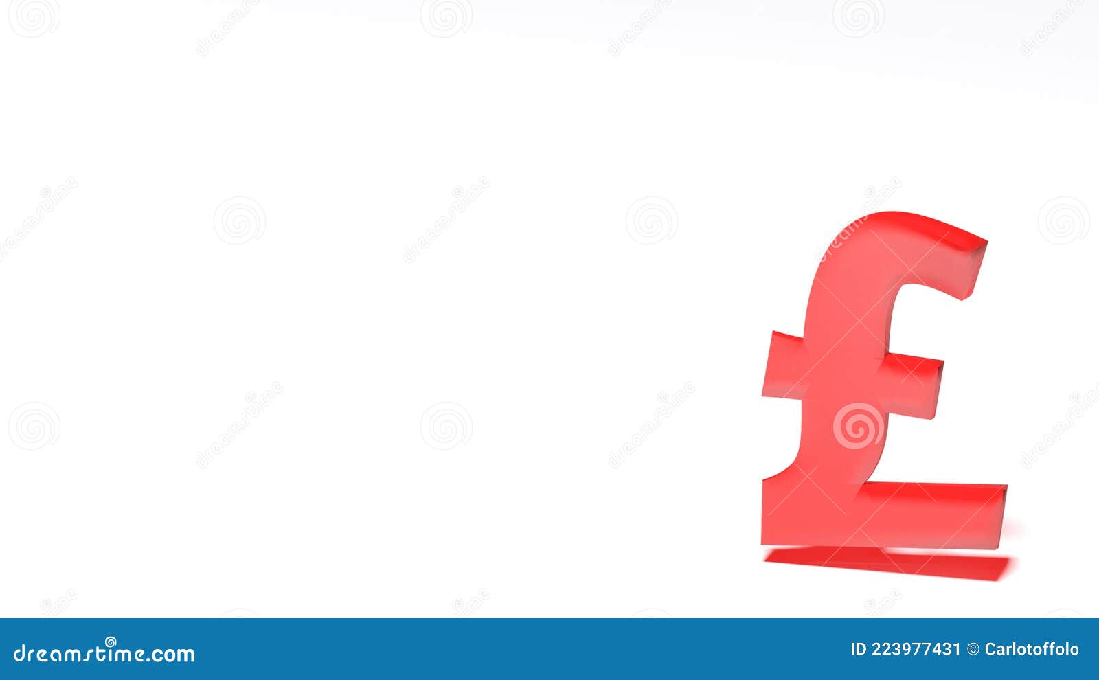 White Background with Red Pound Sign at Right Side - 3D Rendering ...