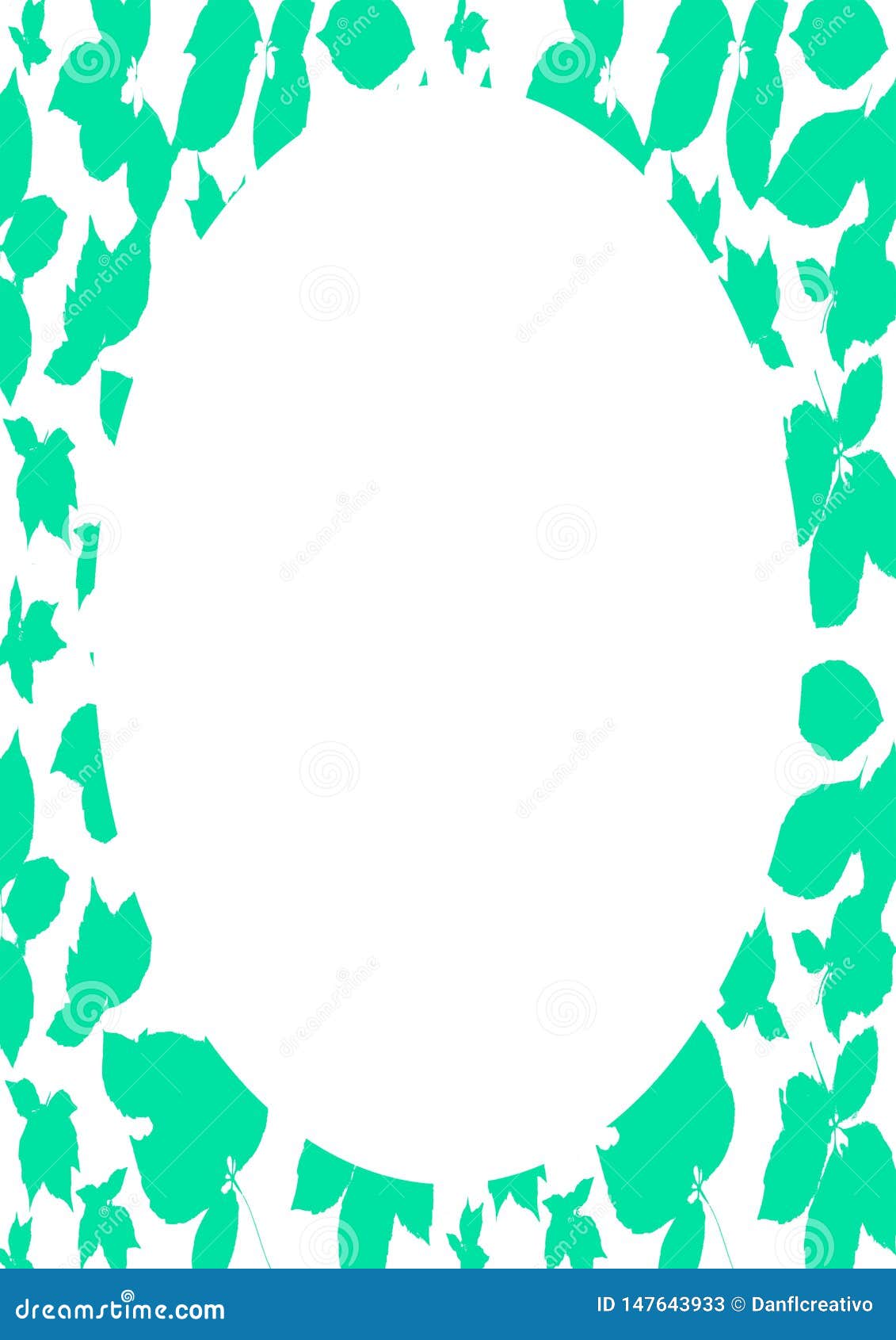 White Background with Rounded Leaves Borders Stock Illustration ...