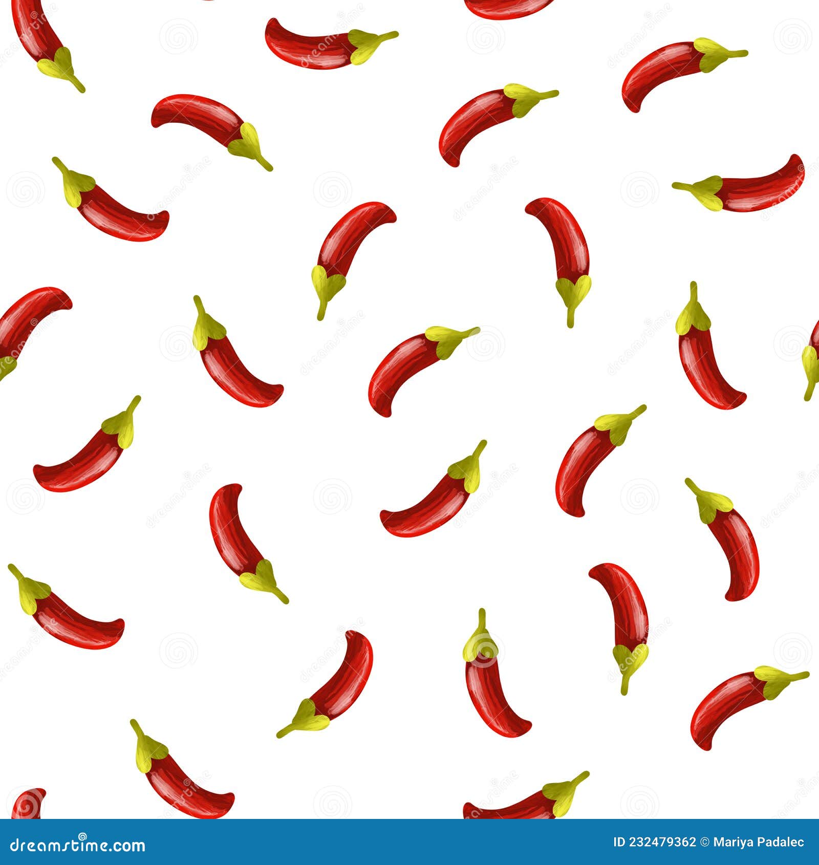 White Background Seamless Pattern. Chili Peppers Stock Illustration ...