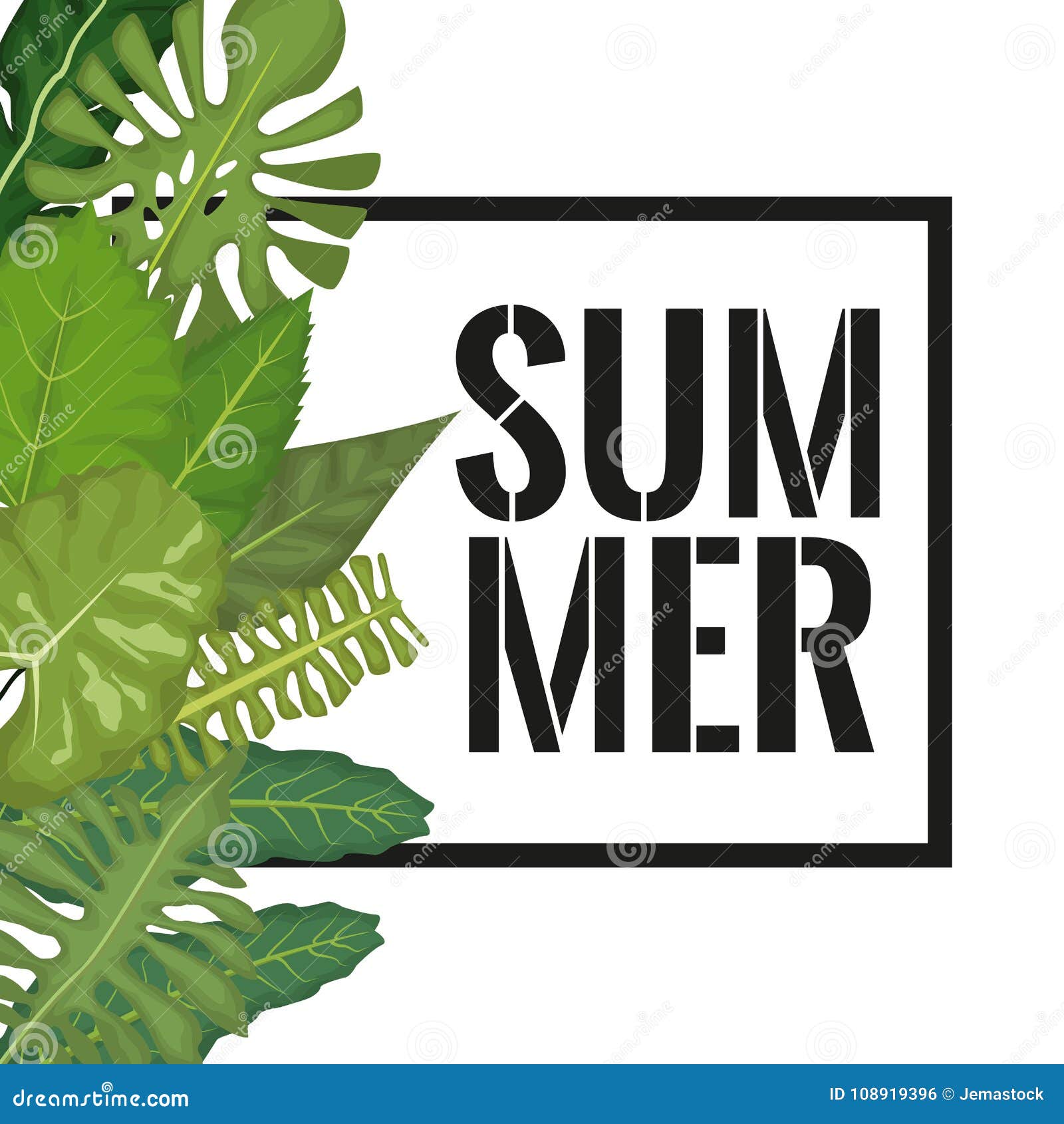 White Background with Side Left Border Decorative Green Leaves and ...