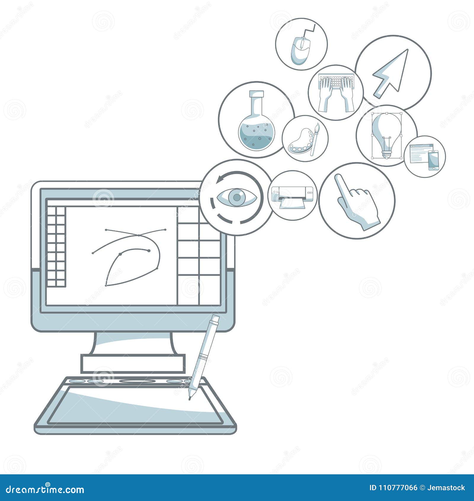 White Background with Silhouette Color Sections Shading of Desk ...