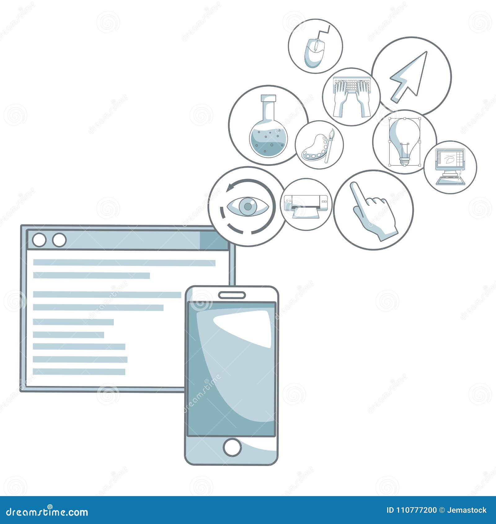 Floating Icons With Long Shadow Royalty-Free Stock Photo ...