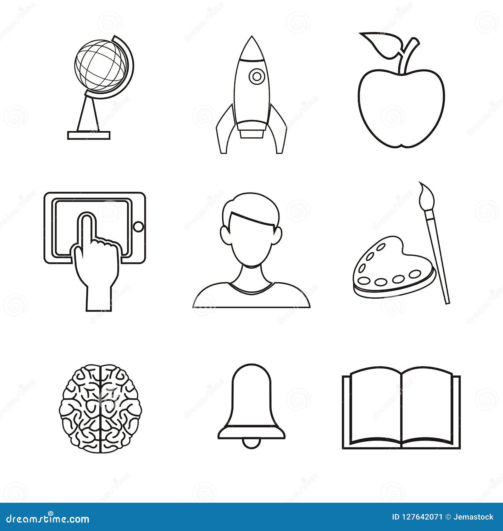 White Background with Silhouette Icons Academic Knowledge Stock Vector ...