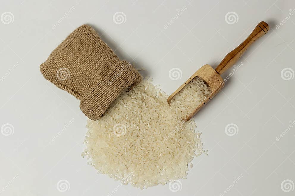 White Background - Spilled Rice Grains Stock Photo - Image of uncooked ...