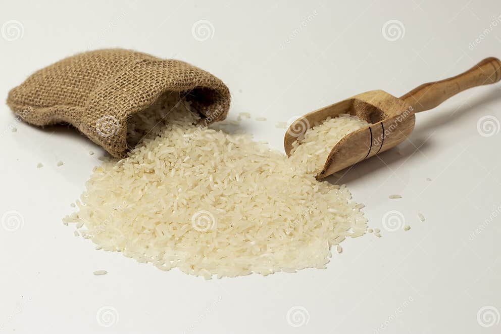White Background - Spilled Rice Grains Stock Photo - Image of long ...