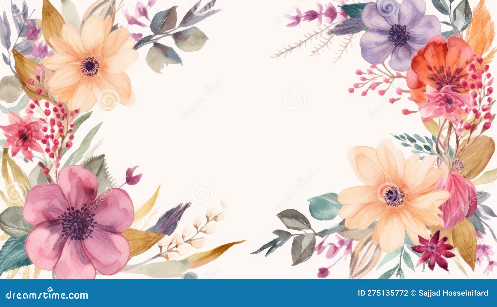 Boho Floral Square Frame stock illustration. Illustration of frame ...