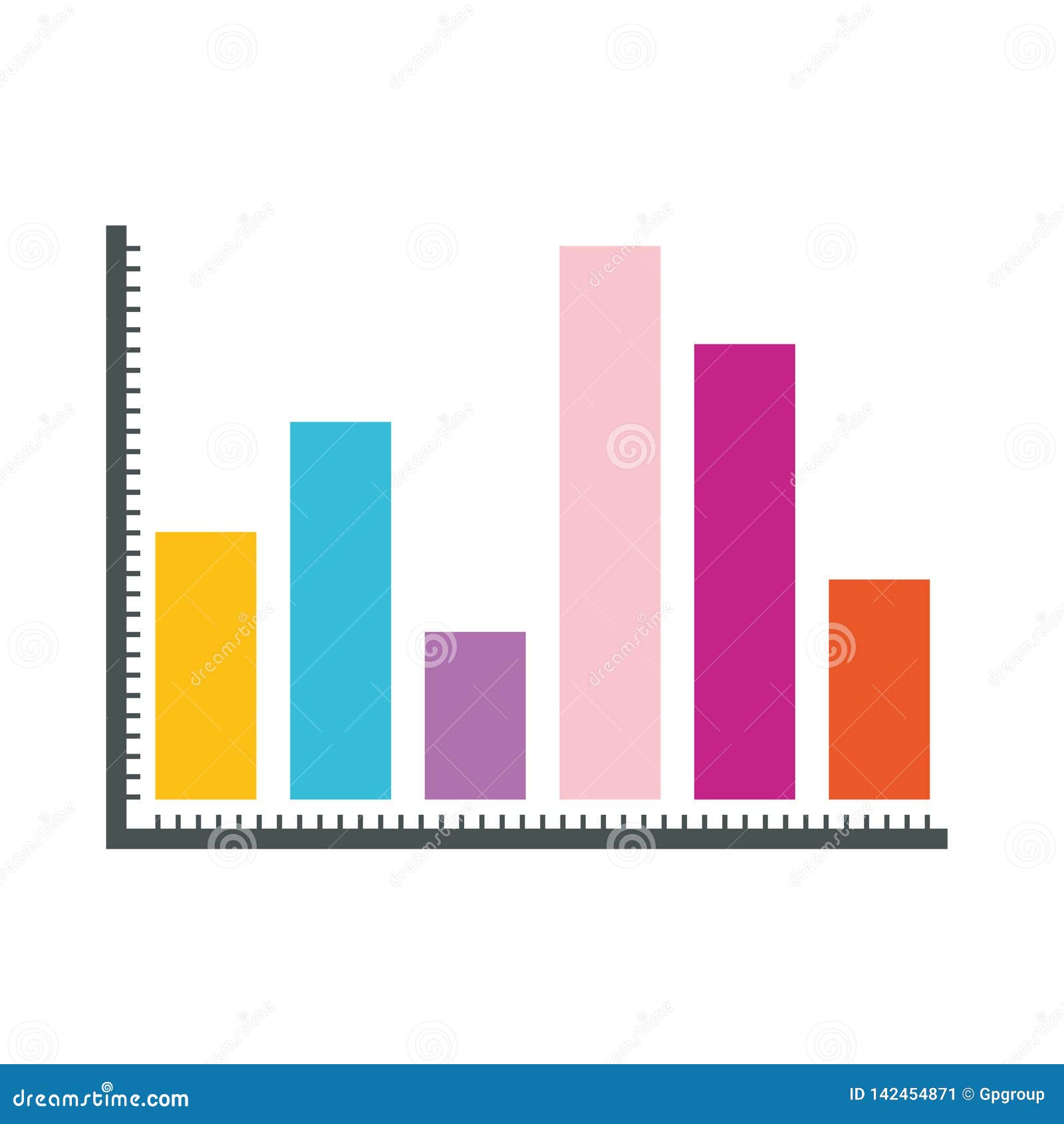 White Background with Statistical Graphs Colour Thick Bars Stock Vector ...
