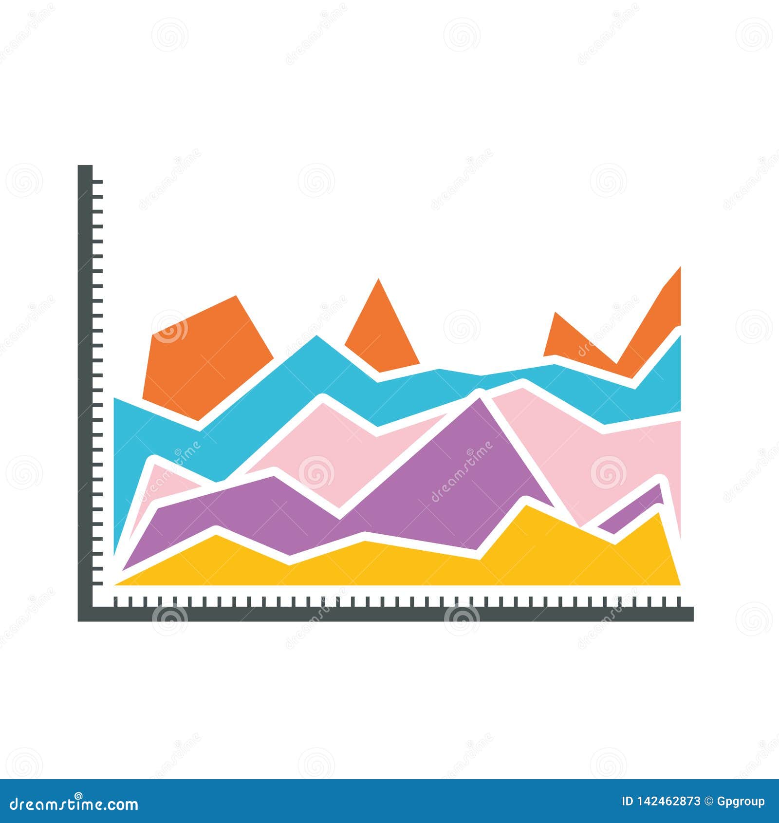 White Background With Statistical Graphs In Shape Of Peak Cartoon ...