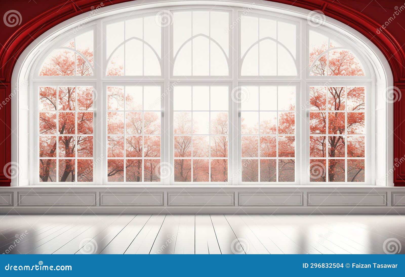 White Background with Striking Red Bay Windows -Generative Ai Stock ...