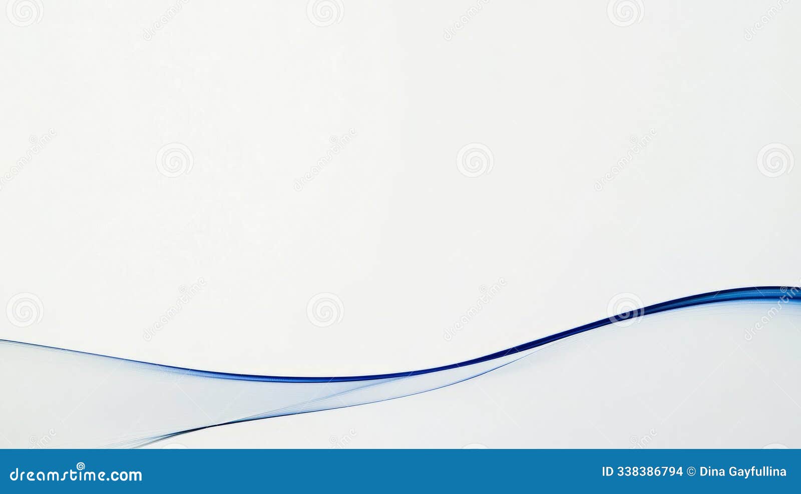 White Background with Thin, Curving Blue Line and Space for Text or ...