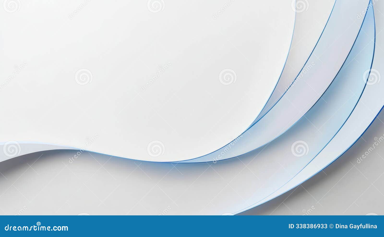 White Background with Thin, Curving Blue Line and Space for Text or ...