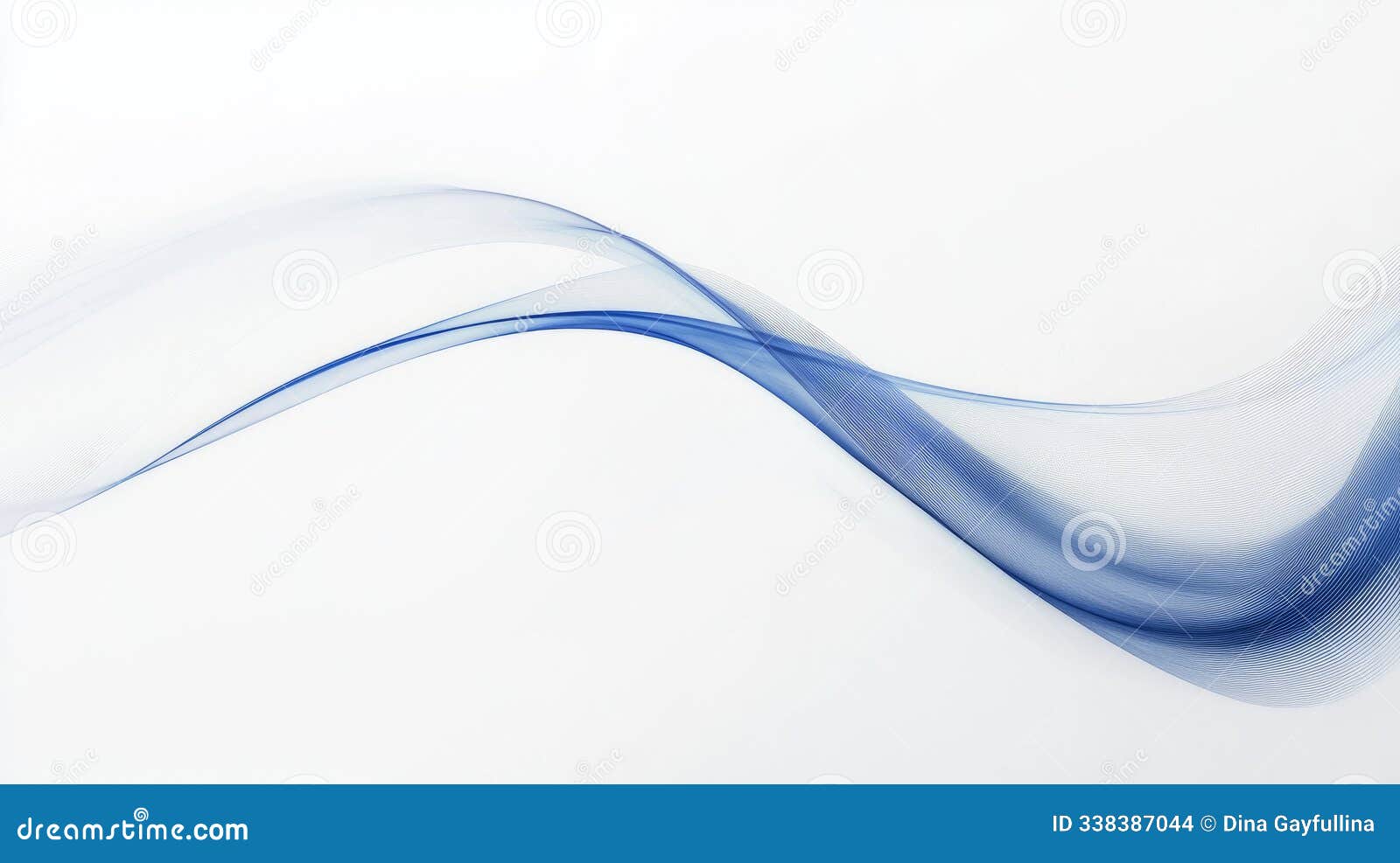 White Background with Thin, Curving Blue Line and Space for Text or ...
