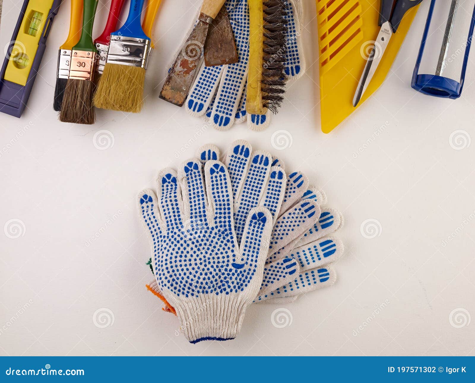 On a White Background are Tools for Finishing Work,for Putty and ...