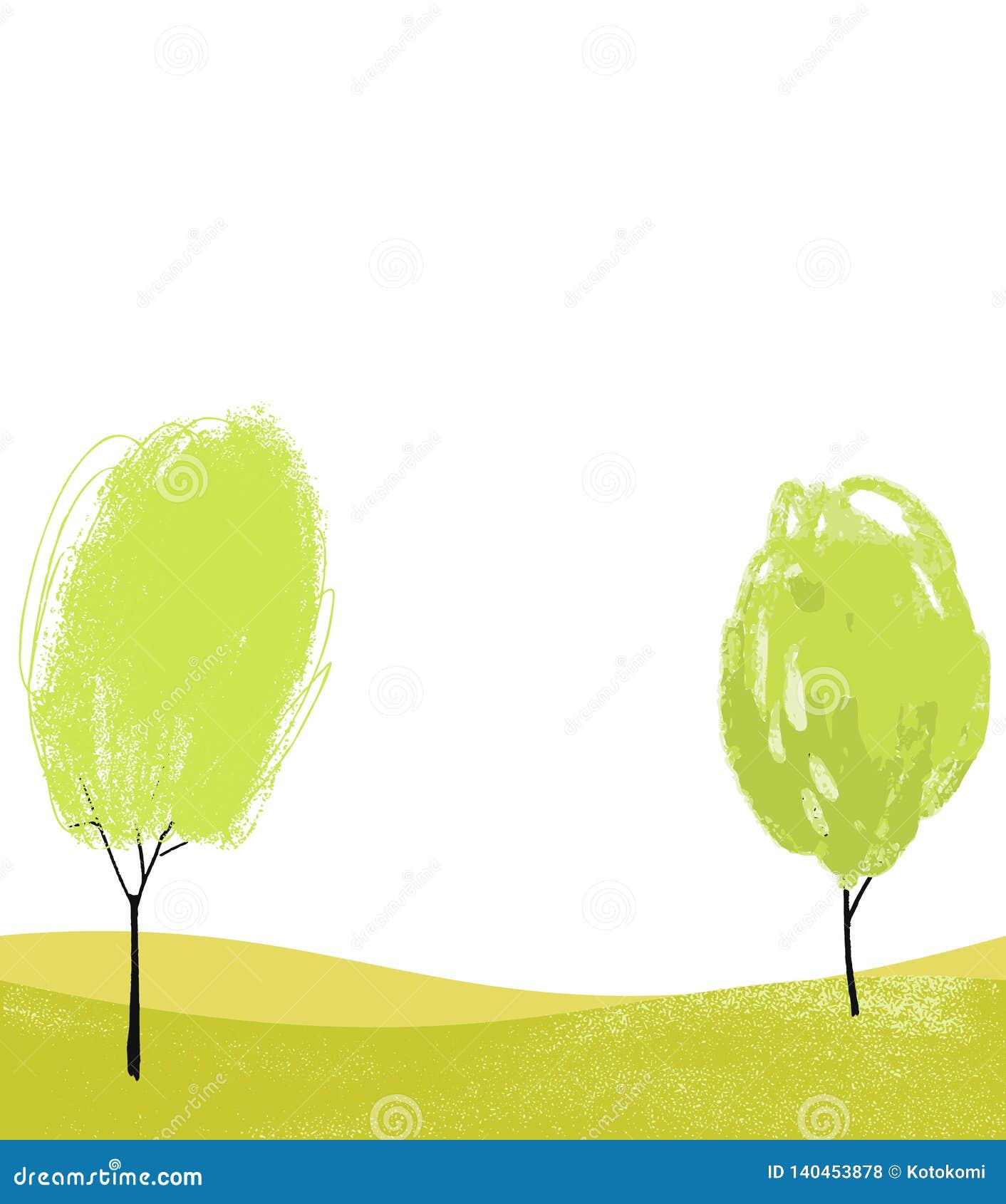 White Background with Two Hand Drawn Trees. Eco Backdrop for Banners ...