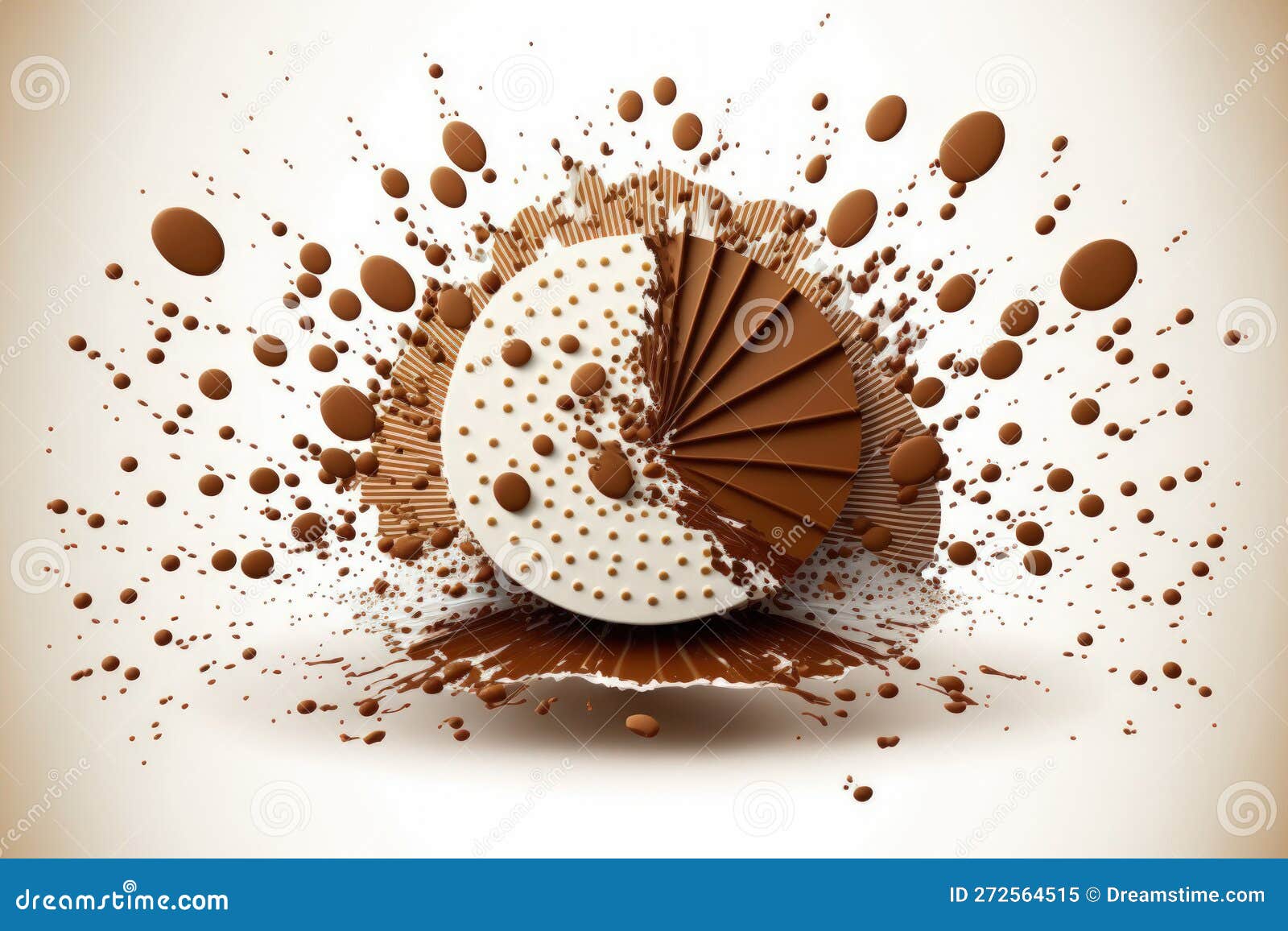 On a White Background, Wafers Explode into Bits with a Chocolate Splash ...