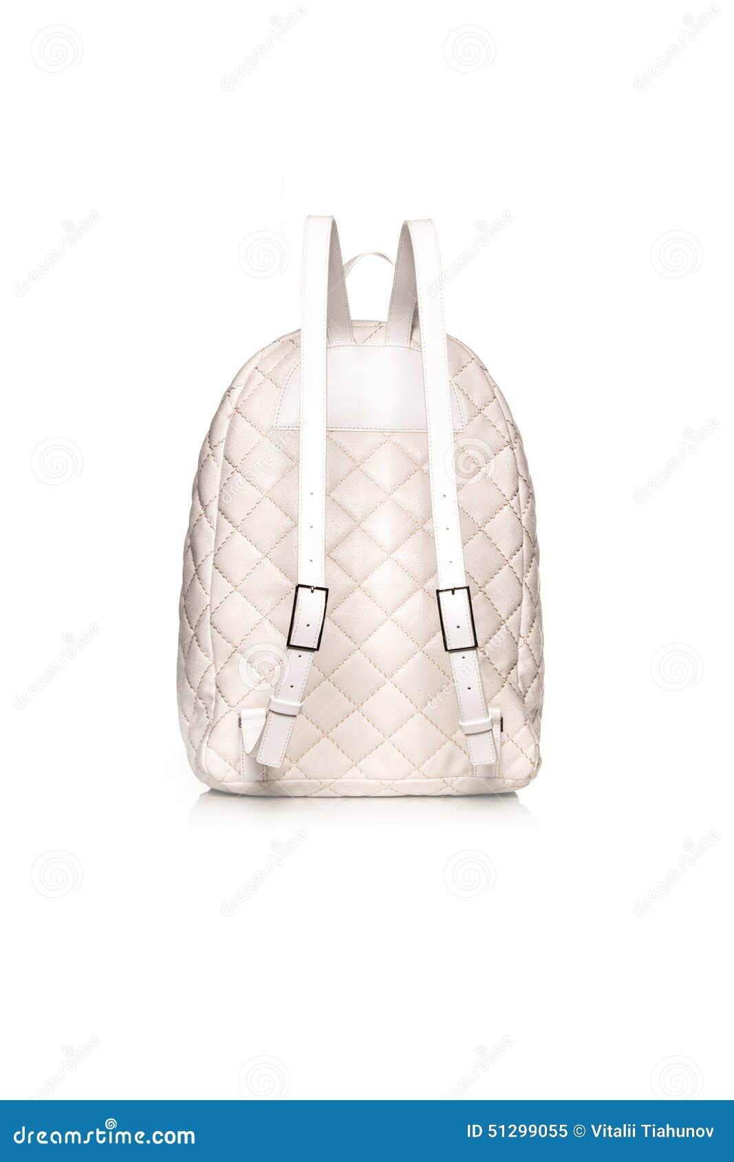 White Backpack from Behind on White Background Stock Image - Image of ...