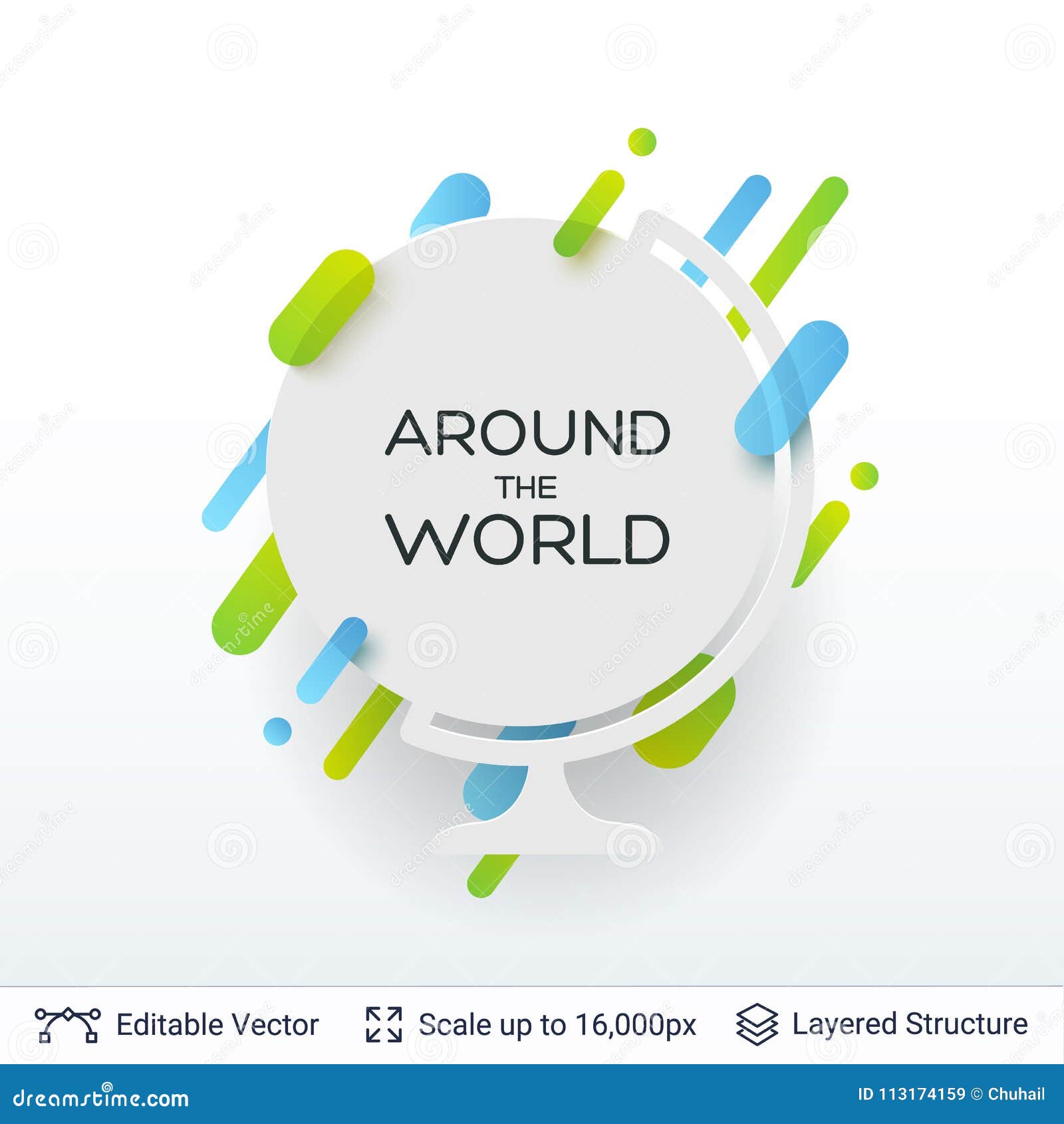 White badge globe sticker. stock vector. Illustration of badge - 113174159