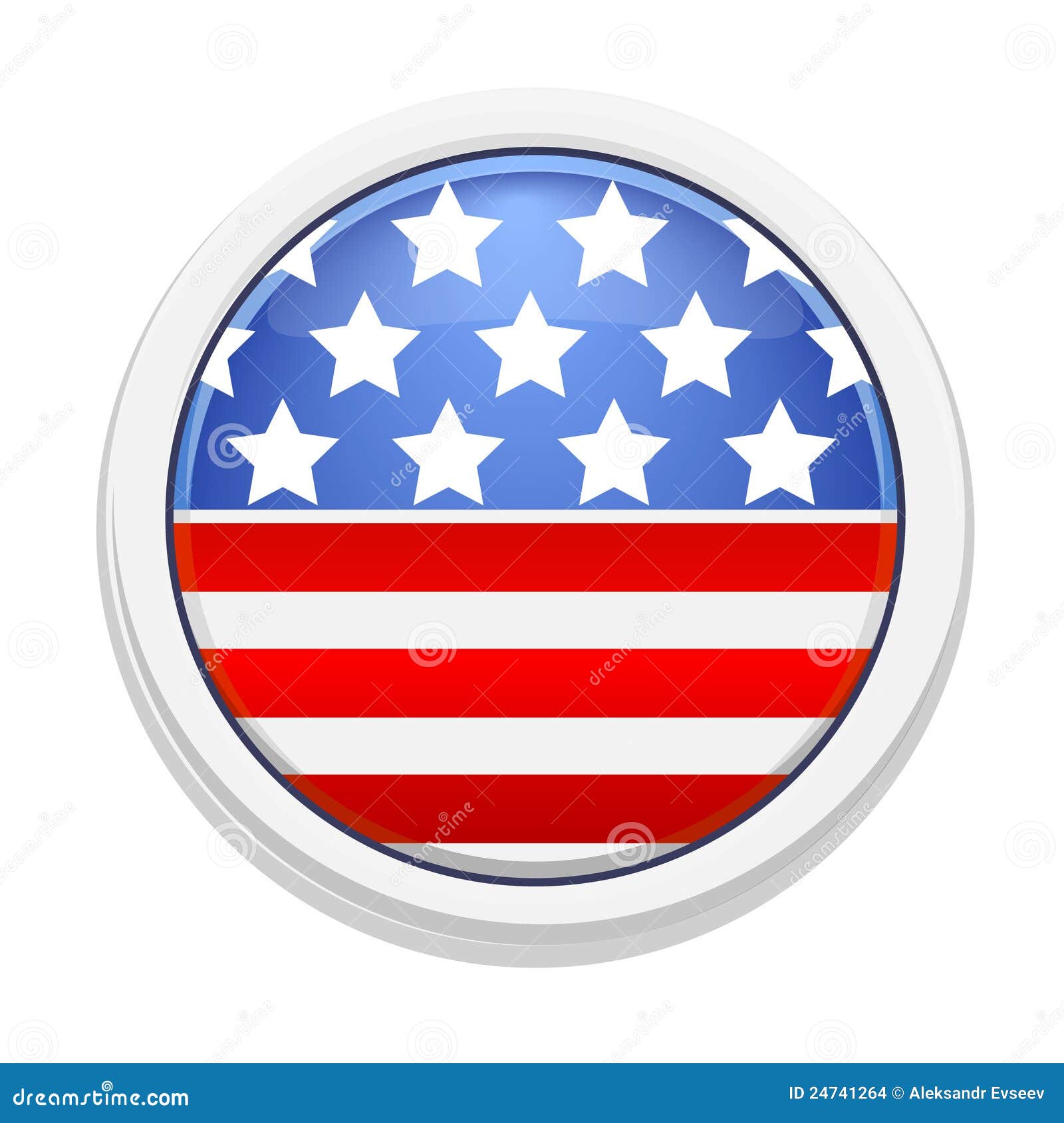 White Badge with Image of the American Flag Stock Vector - Illustration ...