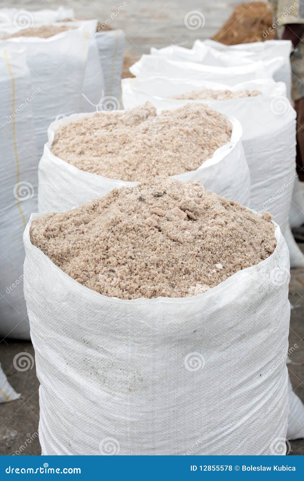 White bags of salt stock photo. Image of altitude, water - 12855578