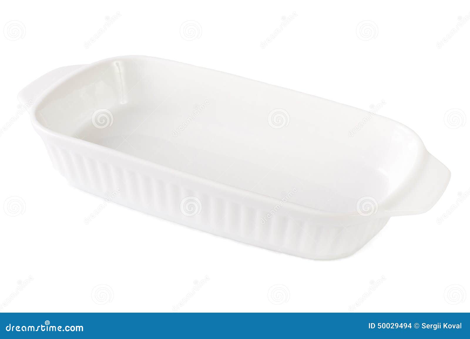White Baking Dish Empty Isolated on White. Horizontal Close-up Stock ...
