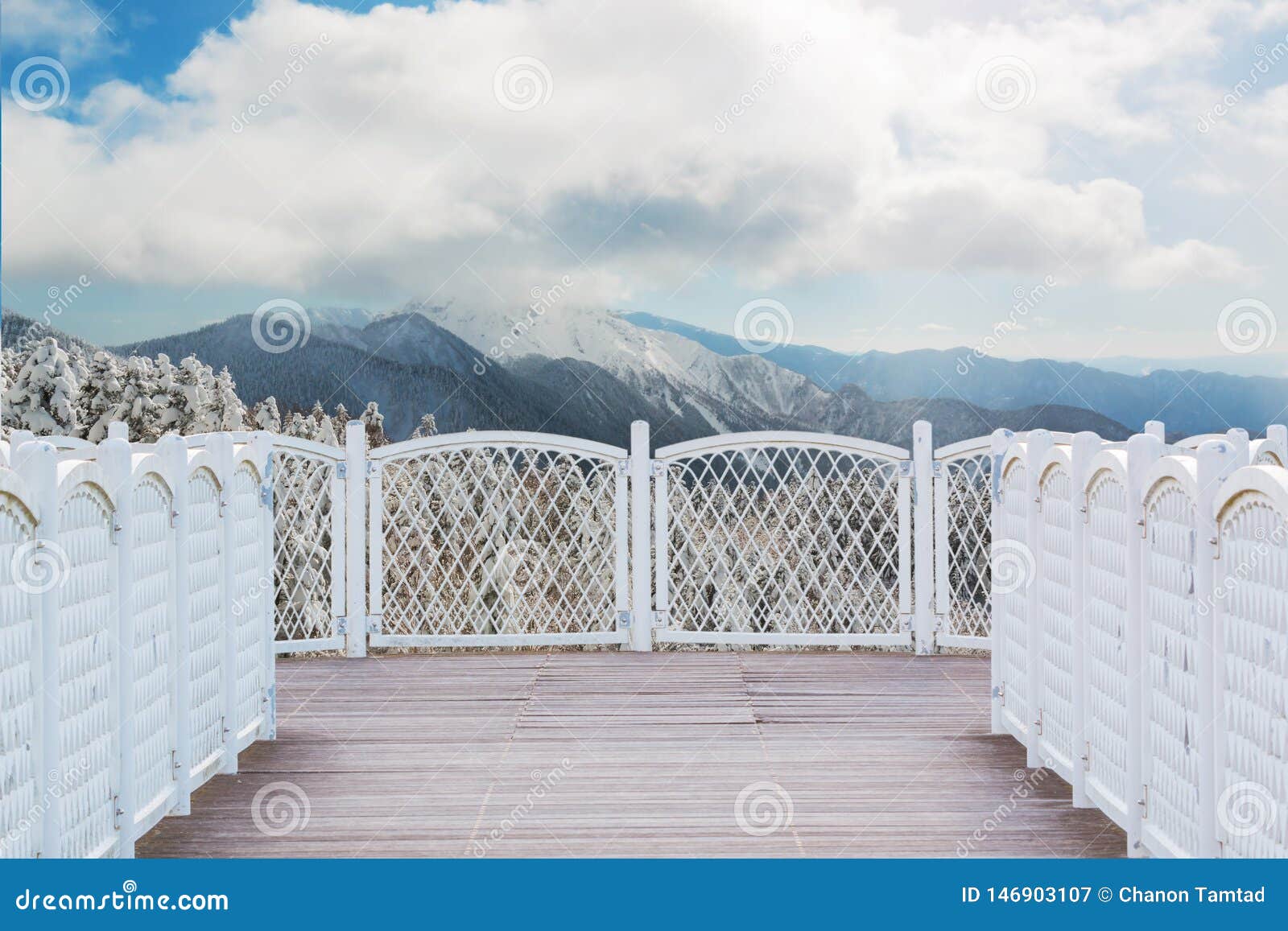 White Balcony with Perspective Wood Floor Nature Background Stock Image ...