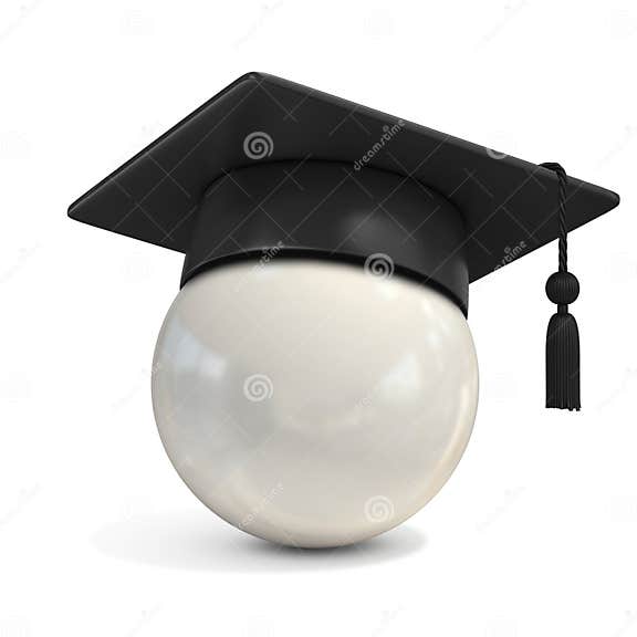 White Ball with Graduation Cap Stock Illustration - Illustration of ...
