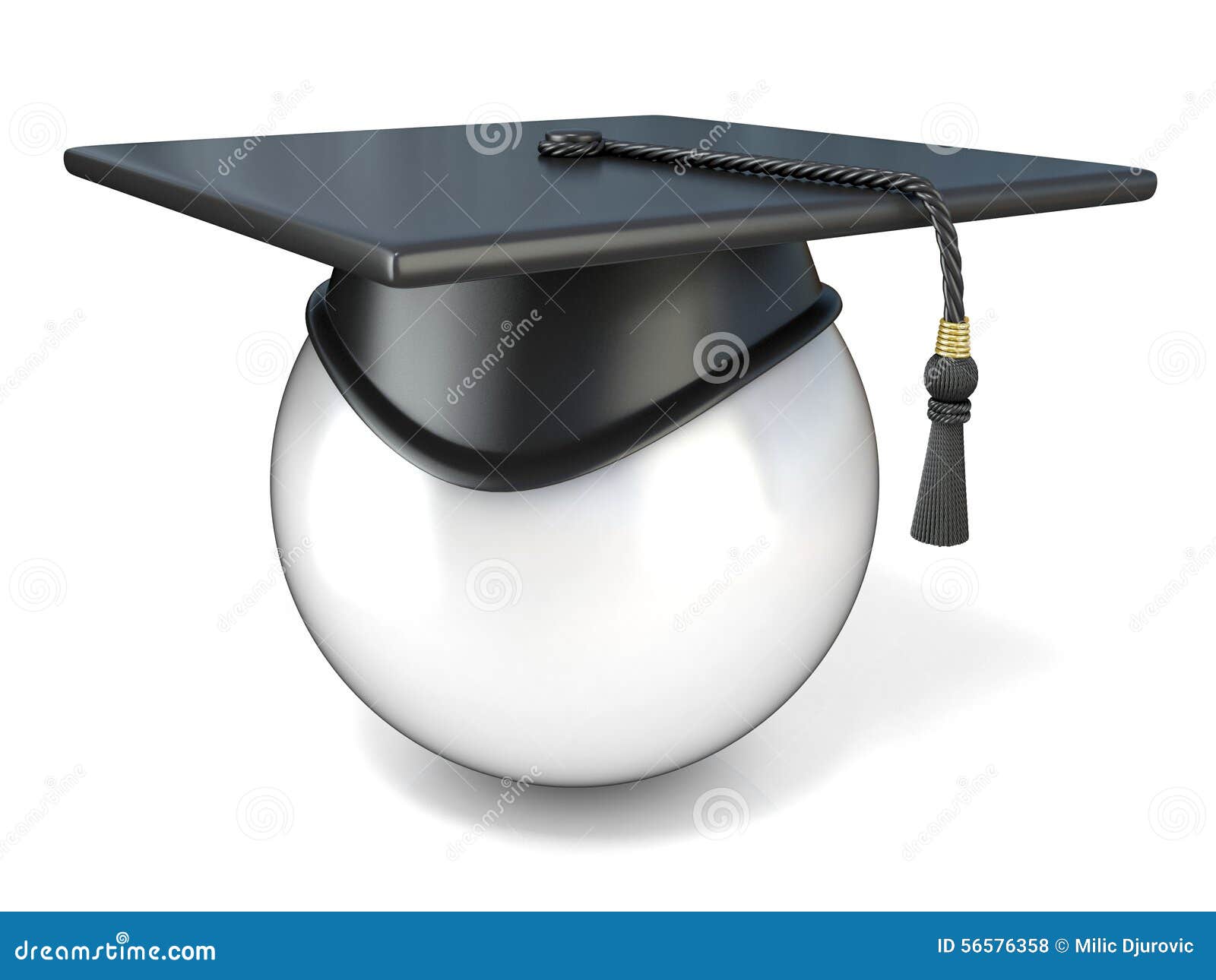 White Ball with Graduation Cap, Side View. Conceptual Illustration ...