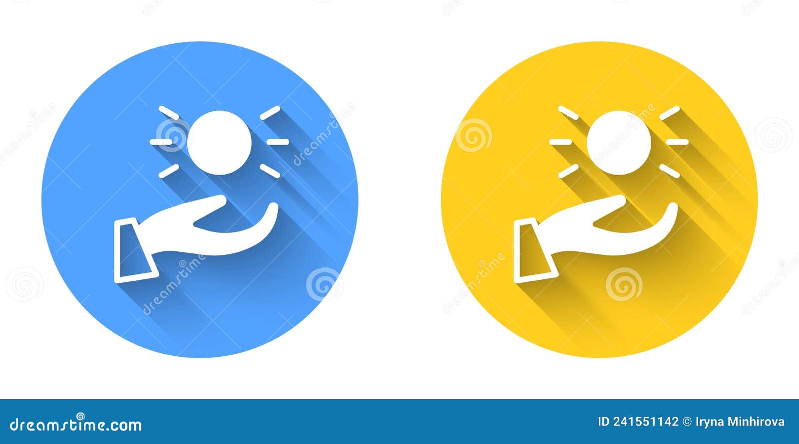 White Ball Levitating Above Hand Icon Isolated with Long Shadow ...