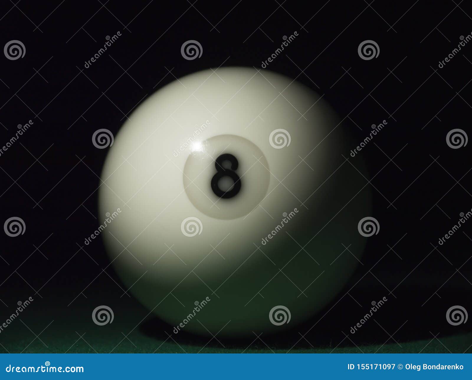 White Ball Number 8 from Russian Billiard Pyramid in the Dark Stock ...