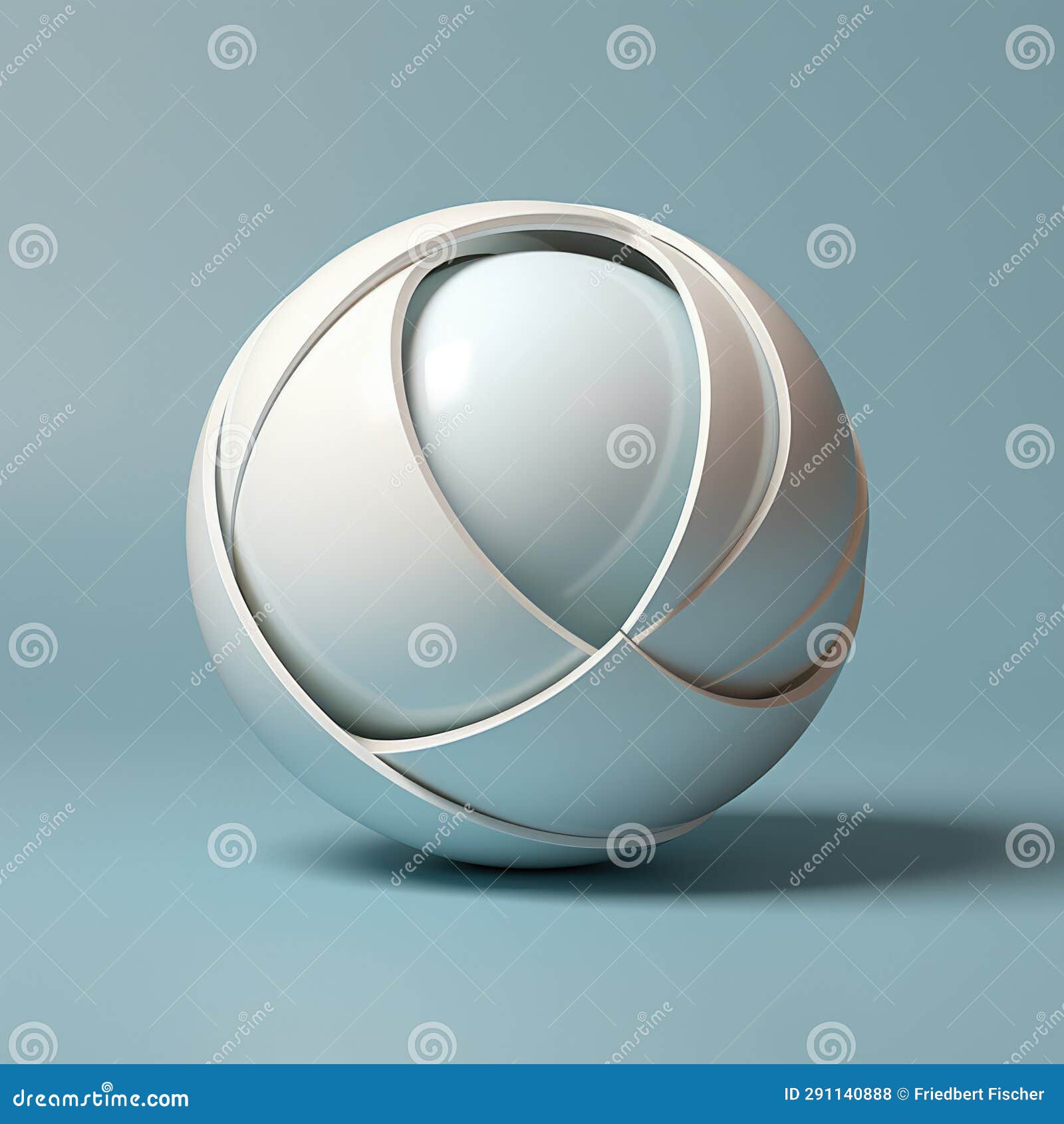 A White Ball with a Spiral Design on a Blue Background. Stock ...