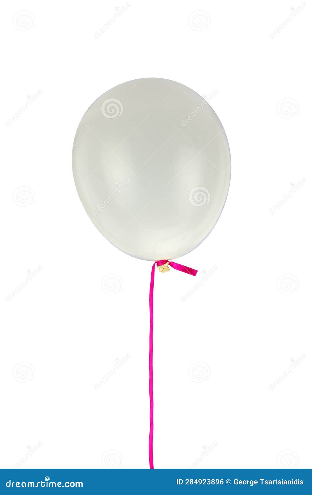 White Balloon and Ribbon Flying Isolated on White Background Stock ...